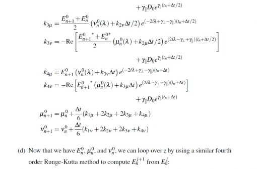 Numerically Solving Maxwell Bloch Equations Using Nested Runge Kutta